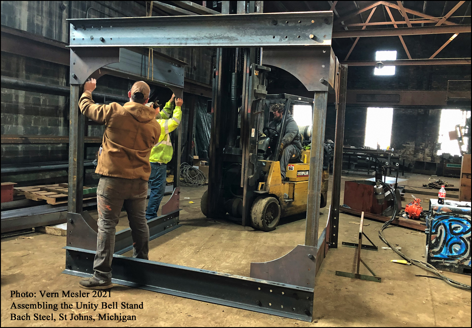 Riveted Bell Frame Assembled - Historic Bridge Restoration