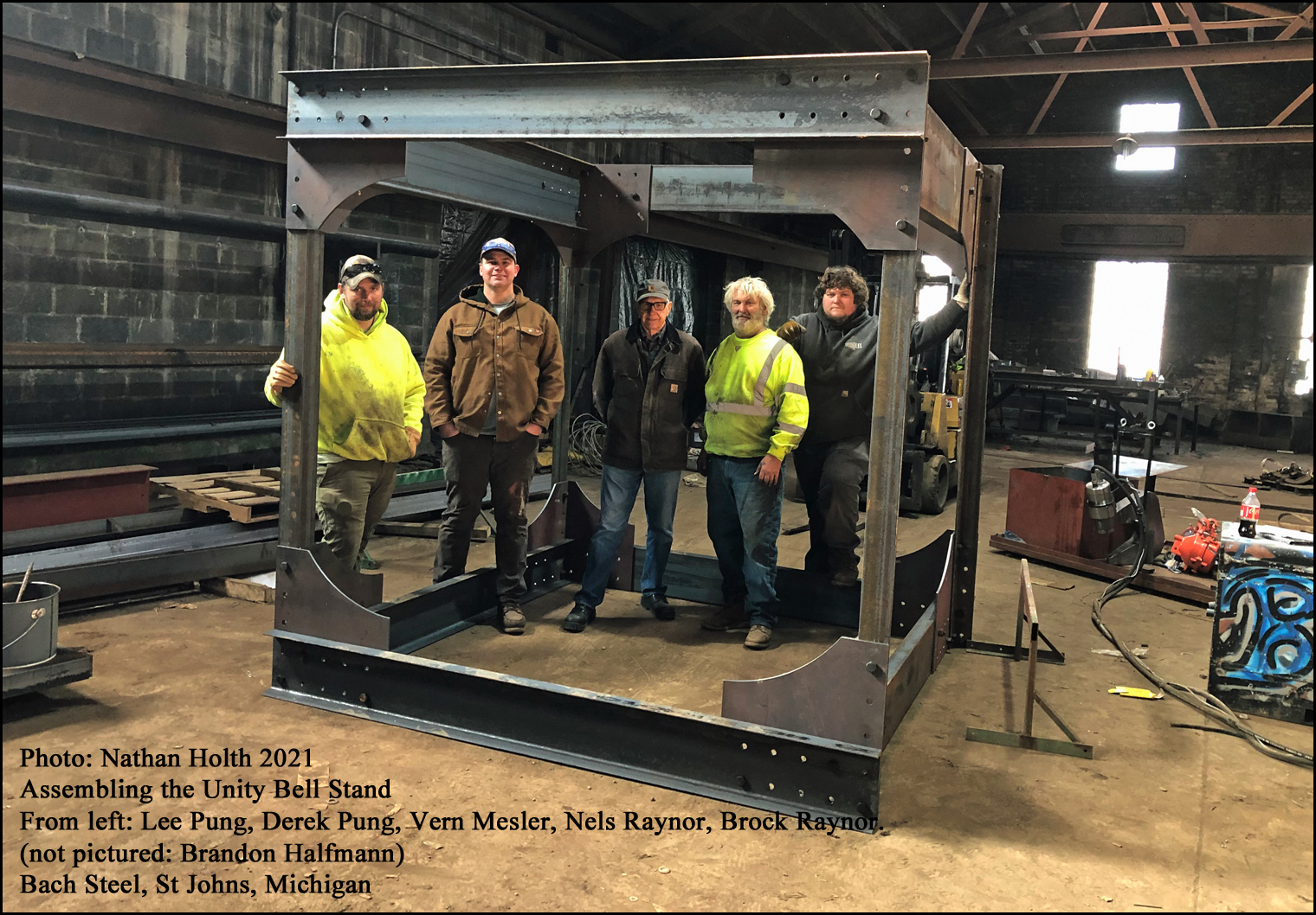 Riveted Bell Frame Assembled - Historic Bridge Restoration